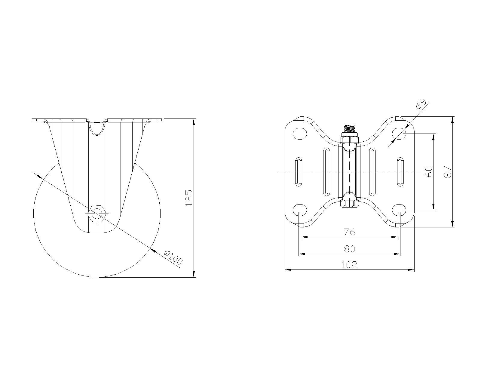 Fixed Castor 100mm Load 200kg Polyamide wheels - L&K Rollen GmbH